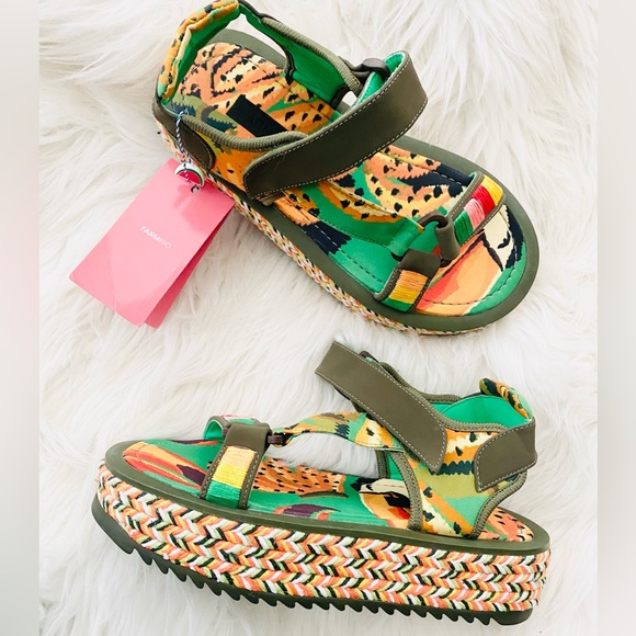 FARM Rio | Shoes | Farm Rio Green Toucans Platform Sandals | Poshmark